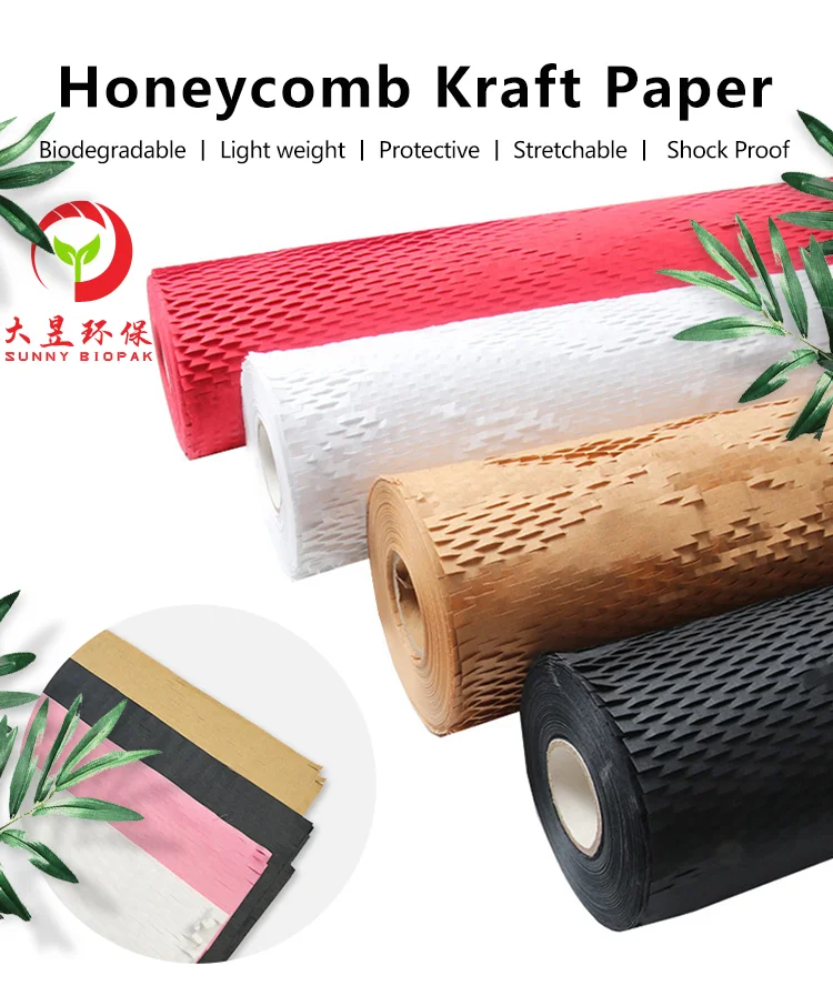 Custom Biodegradable Stretchable Custom Honeycomb Wrapping Paper Roll For Gift Glass Bottle ...