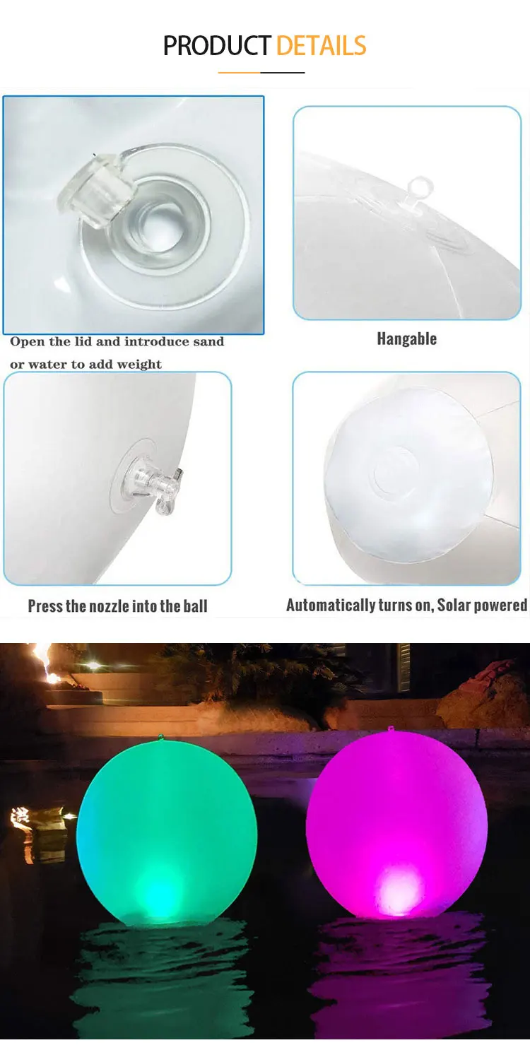 34cm LED Solar Powered Glow Globe PVC White Blue Colorful Led ...