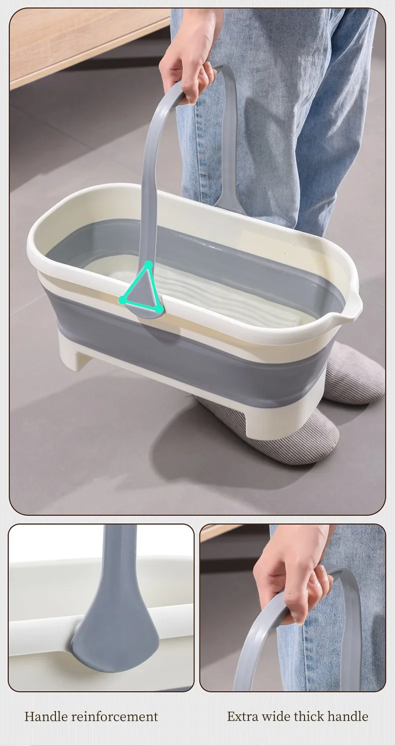 Folding Square Bucket With Handle Customizable Household Rectangular ...