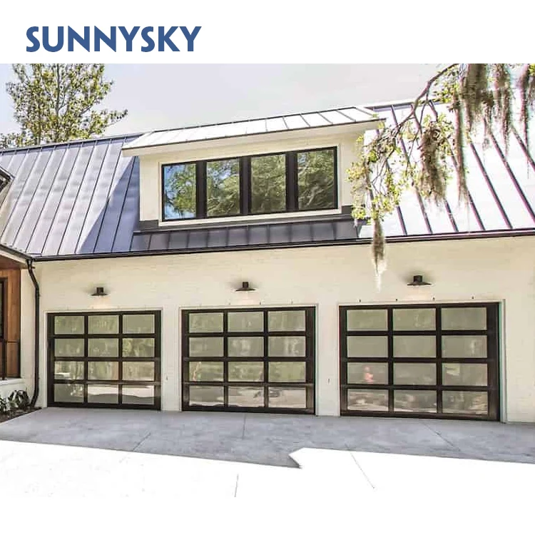 Sunnysky Design 8x7 Full View Clear Garage Door Villa 9x8 Aluminum ...