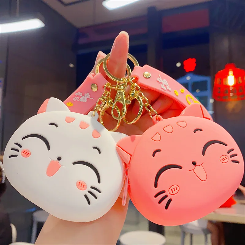Cute Cartoon Cat Silicone Bag Charm - Kawaii Keychain