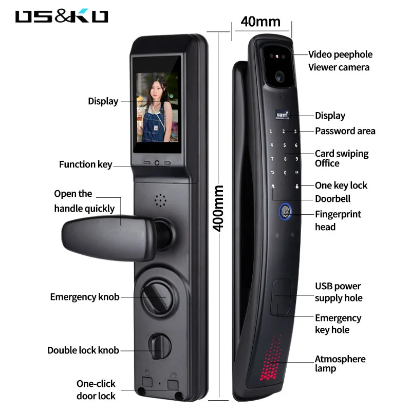 Rechargeable Aluminium Digital Door Fingerprint Smart Lock Anti-theft Security System Keyless 3d ...