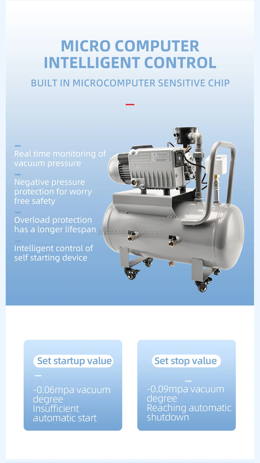 20m3/h 100kpa 220V 900W Rotary Vane Vacuum Pump Set by YCZX