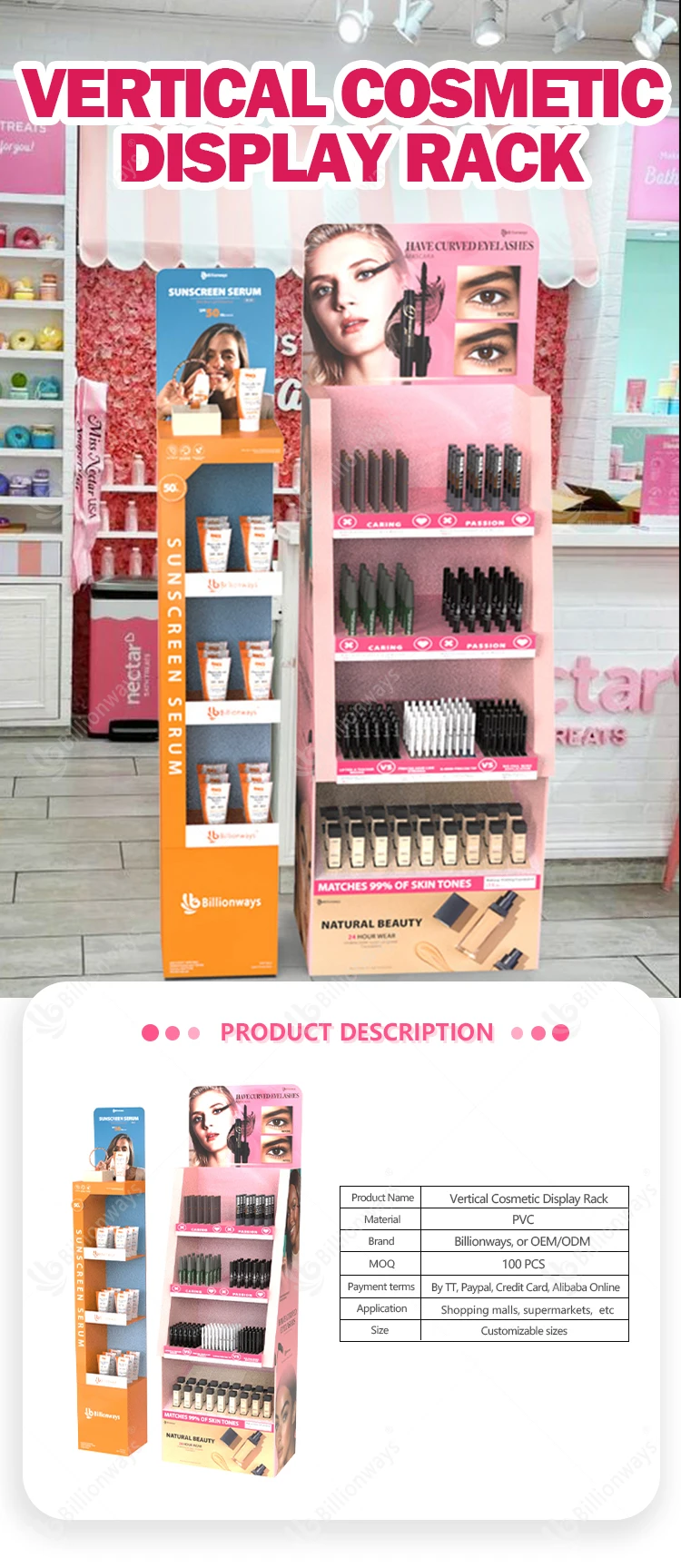 Customizable Liquid Foundation Display Stand Makeup Display Stand ...