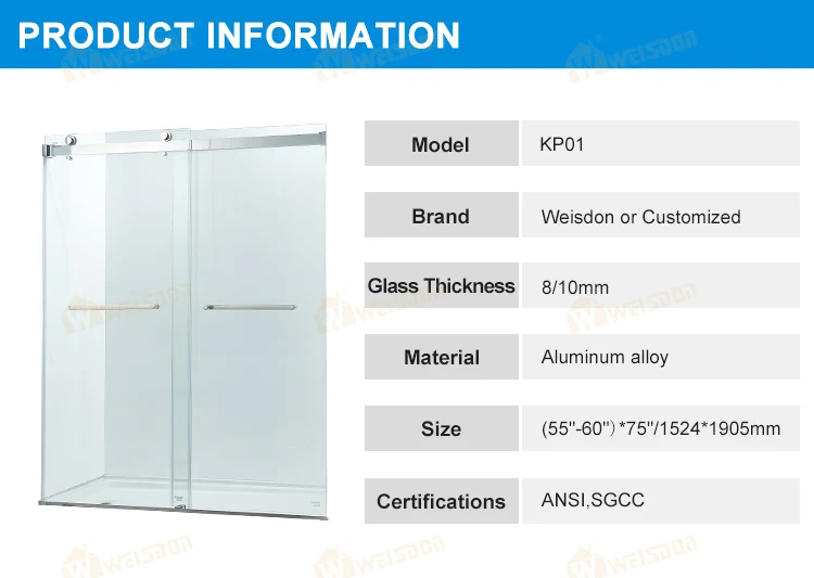 Factory Direct Sliding Frameless Shower Cabin Stainless Steel Bathroom ...