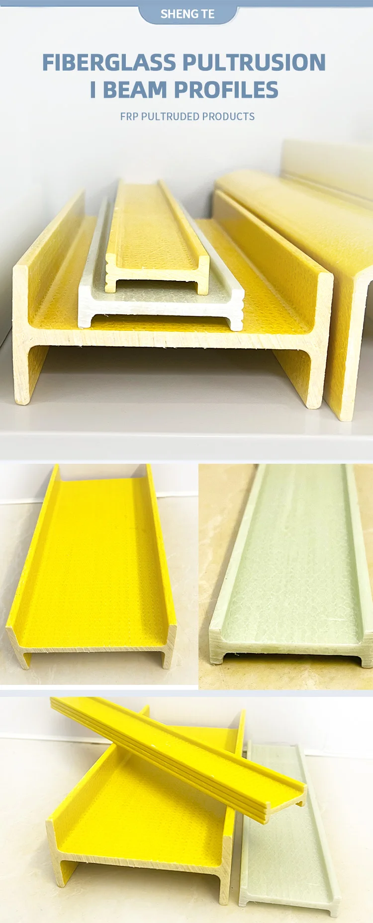 FRP H Beam Fiberglass I Beam Pultrusion Profile GRP Pultruded Profiles ...