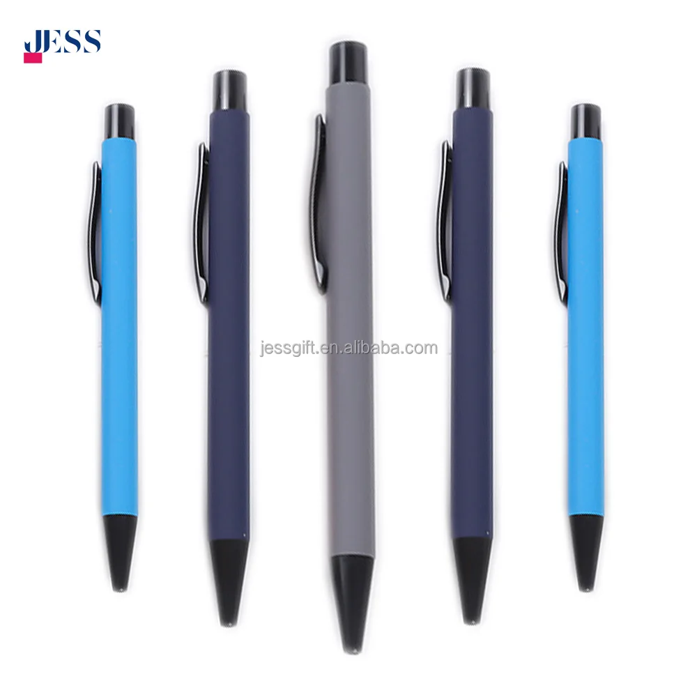 Colorful Rubber Coated Push Button Metal Ball Point Pen