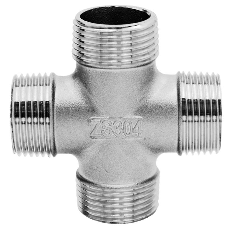 304 316 Stainless Steel Male Four-way Water Pipe Connector Cross Pipe ...