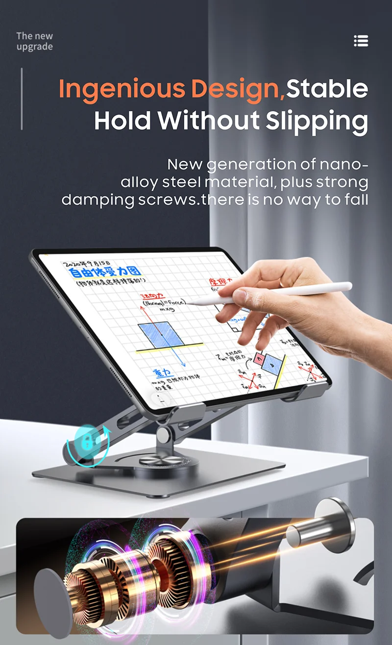 360 Rotation Tablet Stand Carbon Steels Adjustable Holder For Tablet ...