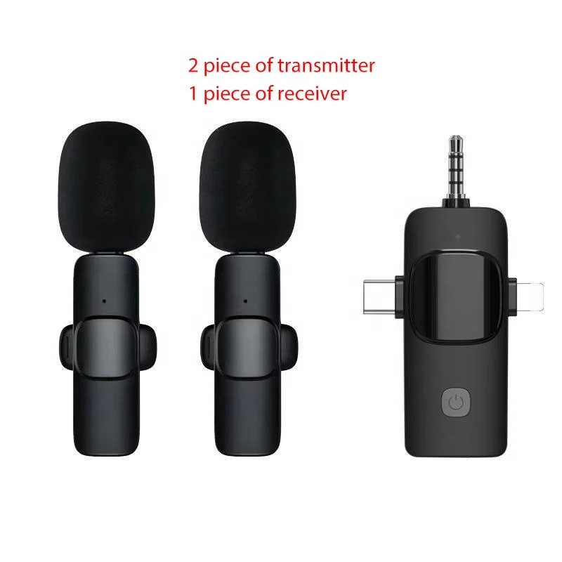K35 K15 Professional Wireless Lavalier Microphone 3 In 1 Wireless Microphone Type C Noise ...