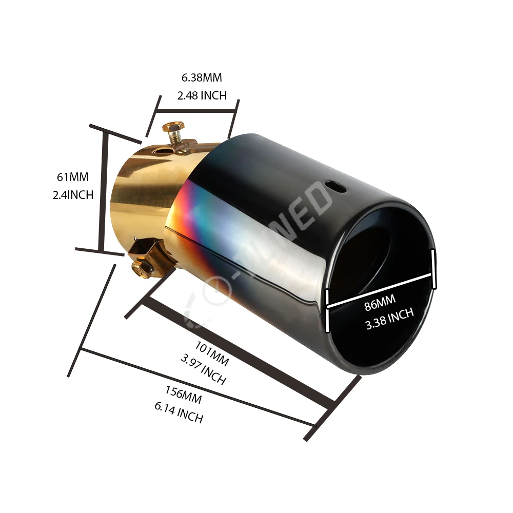 Universal Gold Black Car Exhaust Muffler Tip Stainless Steel