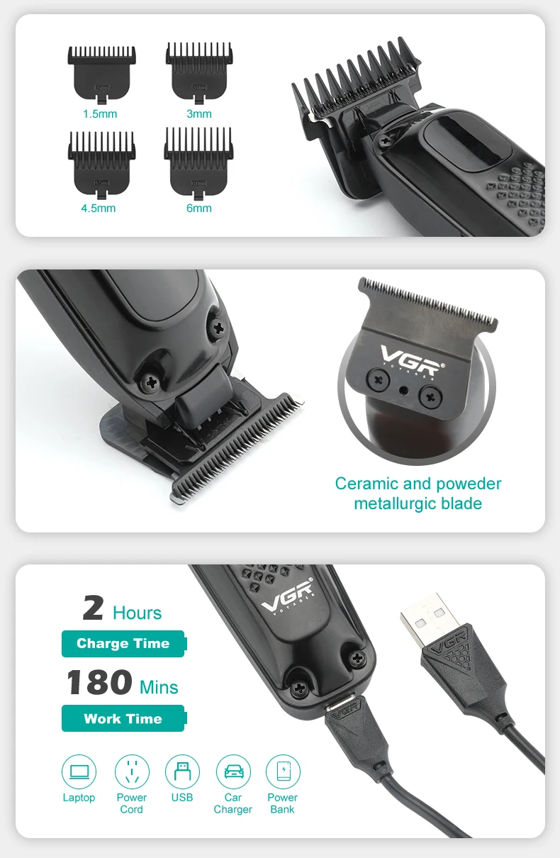 VGR V-972 Hair Cut Machine - Professional Cordless Trimmer