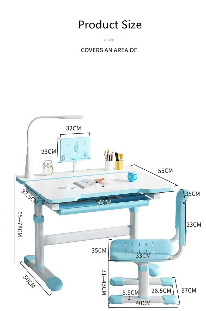 Height Adjustable Large Storage Children Study Desk Kids Study Table ...