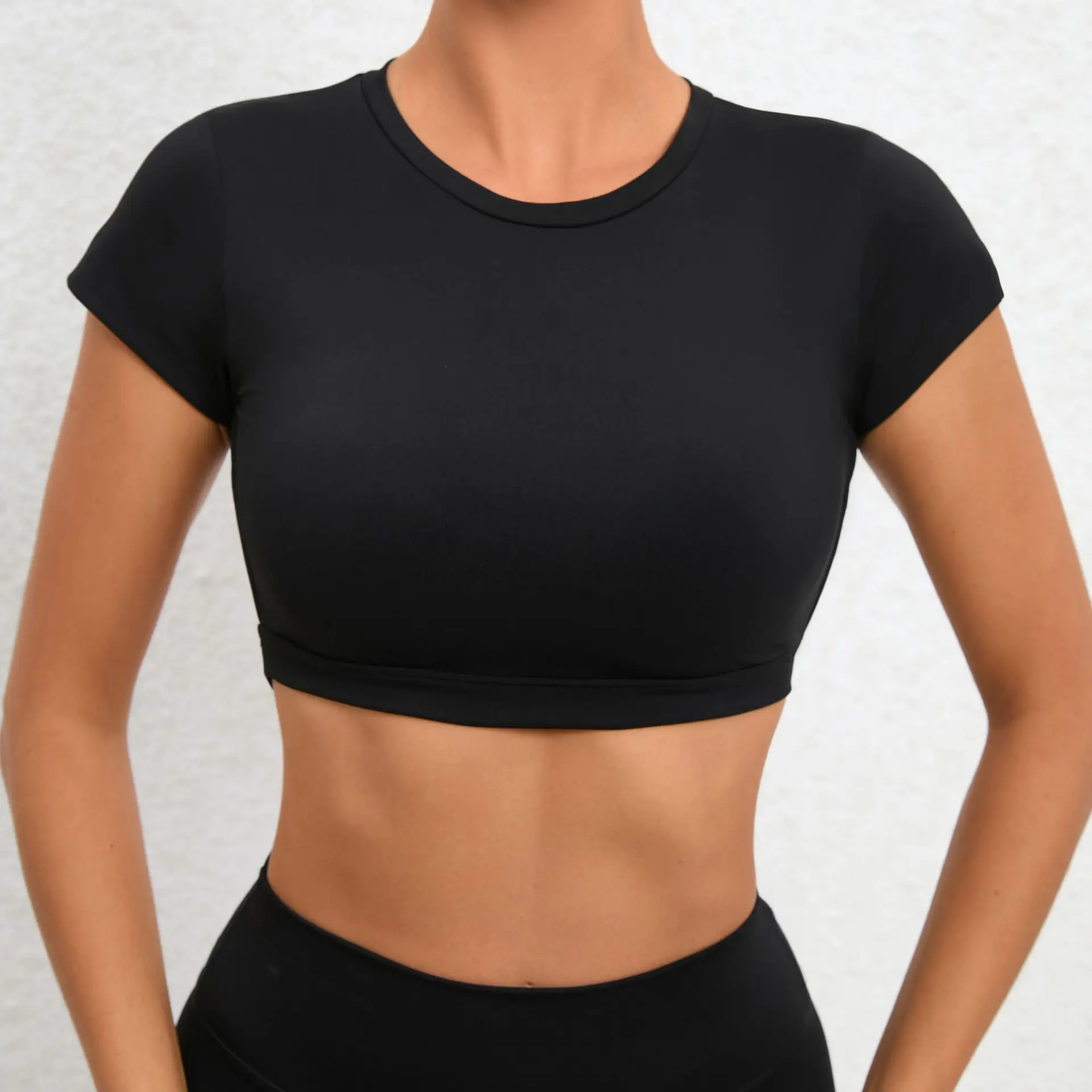 Shinbene Padded Workout Crop Tops Women Sexy Back Open Athletic Shirts ...