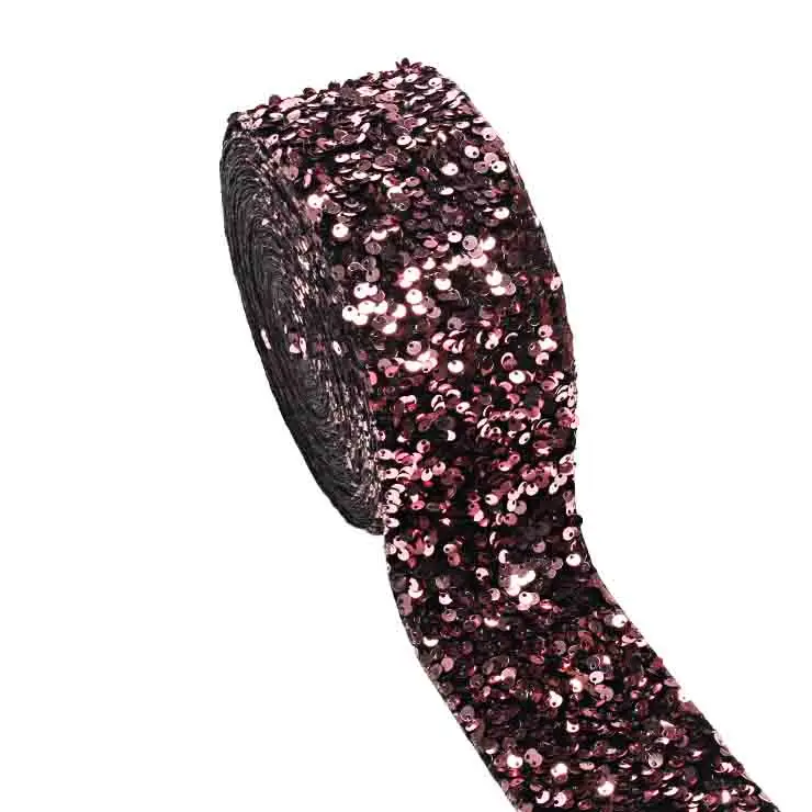 75mm Solid Colorful Rainbow Sequin Ribbons Fabric And Polyester ...