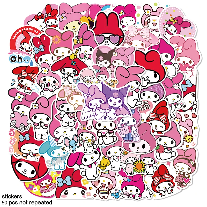 Sanrio Melody Kuromi Cartoon Stickers Water Bottles Laptop Phone ...