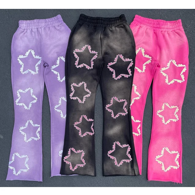 Embroidered Flarepants Set Sports Casual Fitted Fleece Plain Tracksuit ...