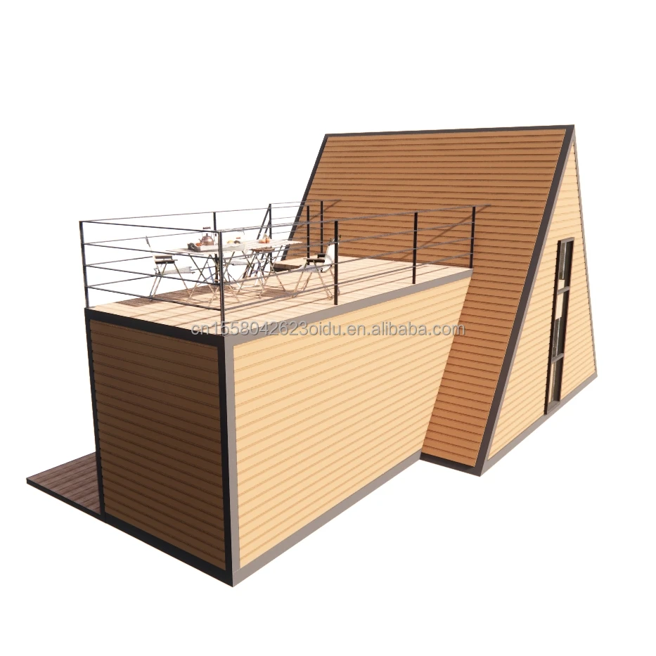 Modern Prefabricated Triangular Wooden House with Steel Structure