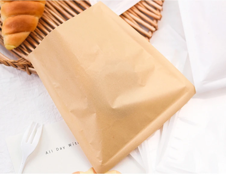 JIJID Stock Kraft White Food Grade Greaseproof Paper Bag