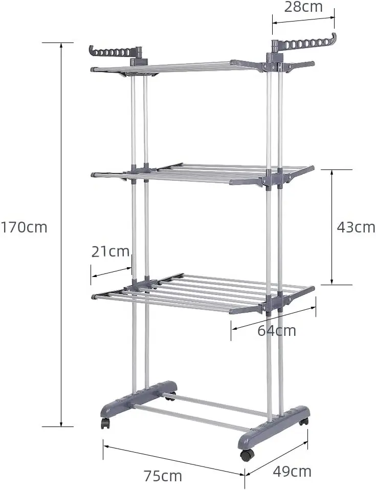 Laundry Hanging Clothes Rack 4 Tier Drying Rack Foldable Clothes Drying ...