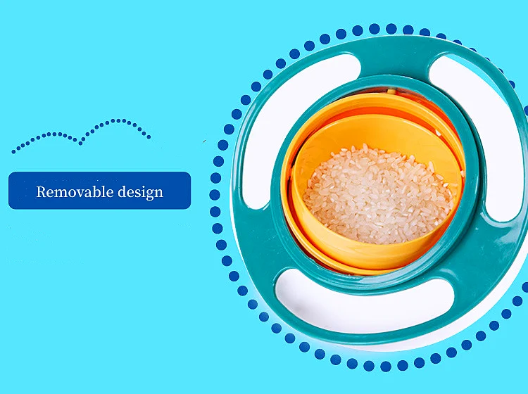 Food Grade 360 Rotating No Spill Plastic Snack Bowl Baby Feeding ...