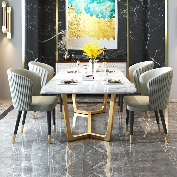 2021 New Design Marble Dining Table Restaurant Long Table And Chair Set ...