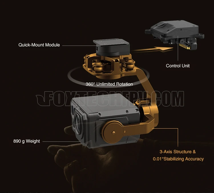 Foxtech Syk-20l 4k 20x Optical Zoom 1800m Rangefinder Aerial Security ...
