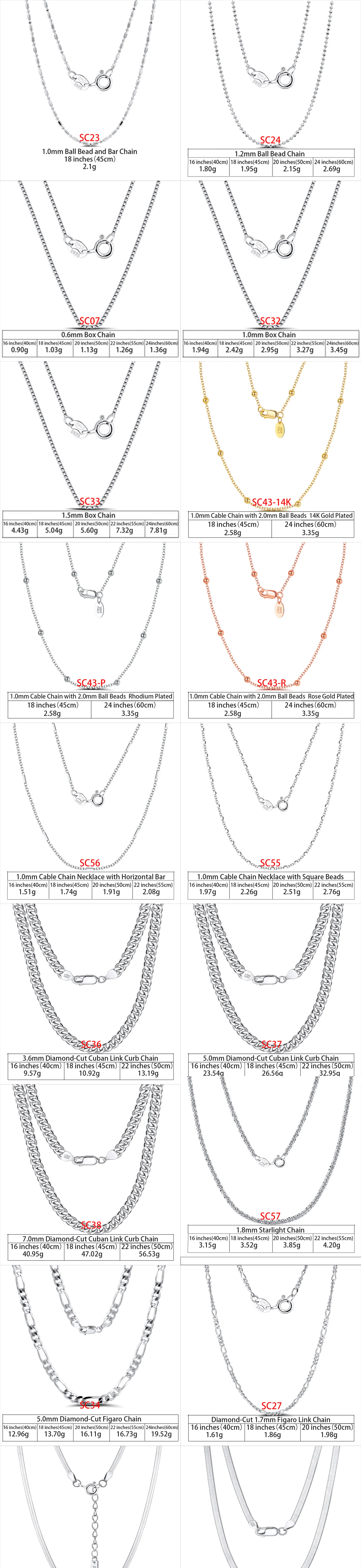 RINNTIN SC Wholesale 925 Silver Sterling Chain Men's Jewelry