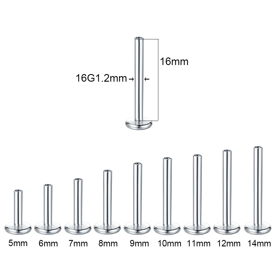 10Pcs/Pack Surgical Steel Internally Threaded Replacement Base Labret ...
