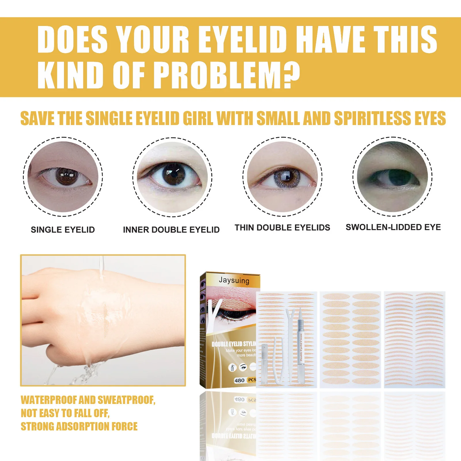 Jaysuing Natural Long Lasting Double Eyelid Cream Invisible Adhesive ...