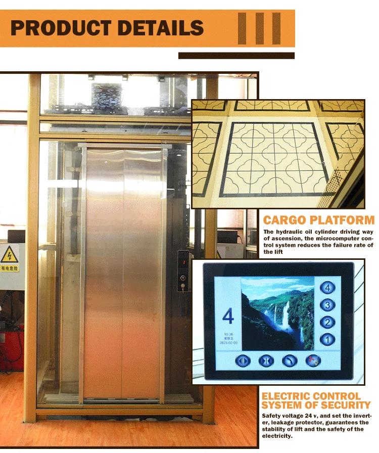 Household Villa Glass Small Hydraulic Indoor And Outdoor Home Elevator ...