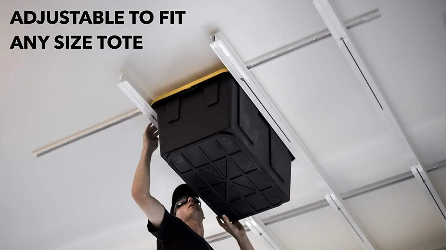 Steel Overhead Garage Storage Rack - Ceiling Tote Slide Rack,Garage ...