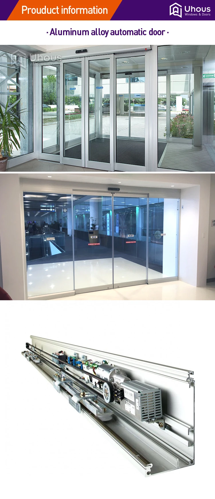 Automatic Sensor Glass Sliding Door Graphic Design Customized Modern ...