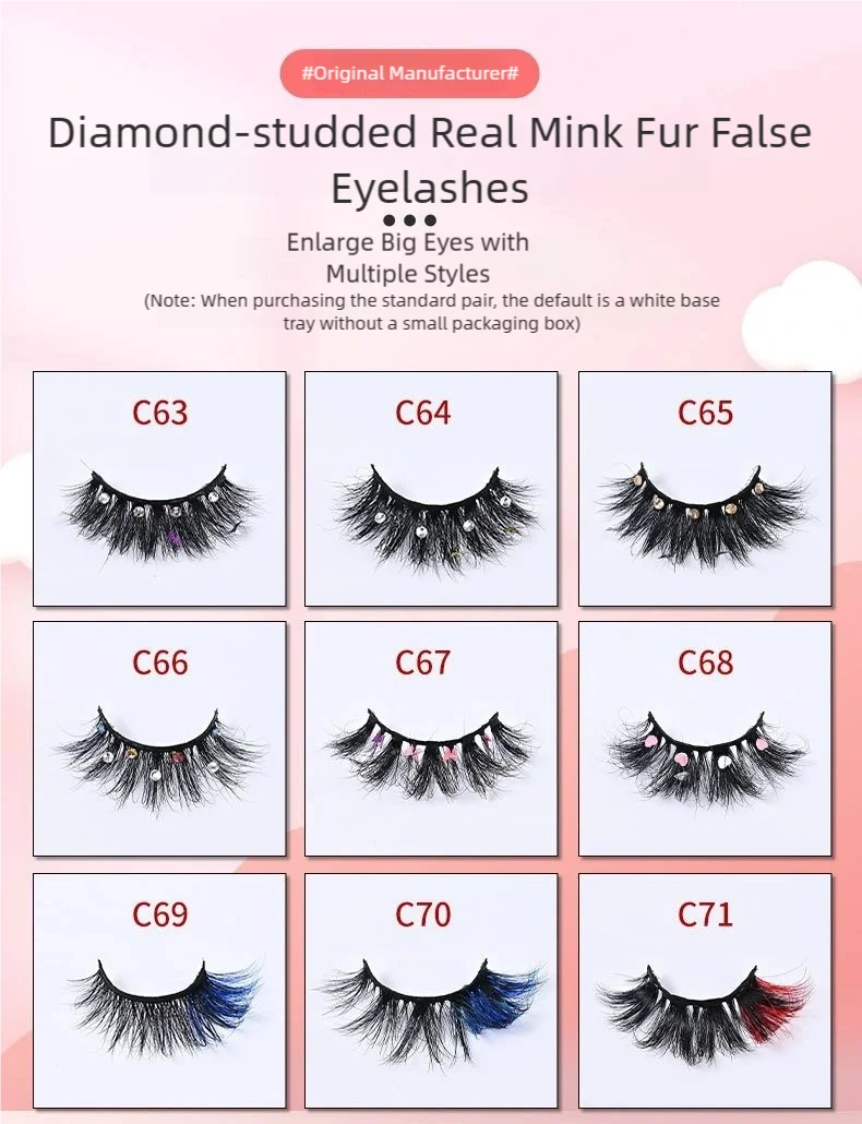 Diamond Eyelashes Decal Mixed Length Glitter Mink Lashes with CC Curl ...