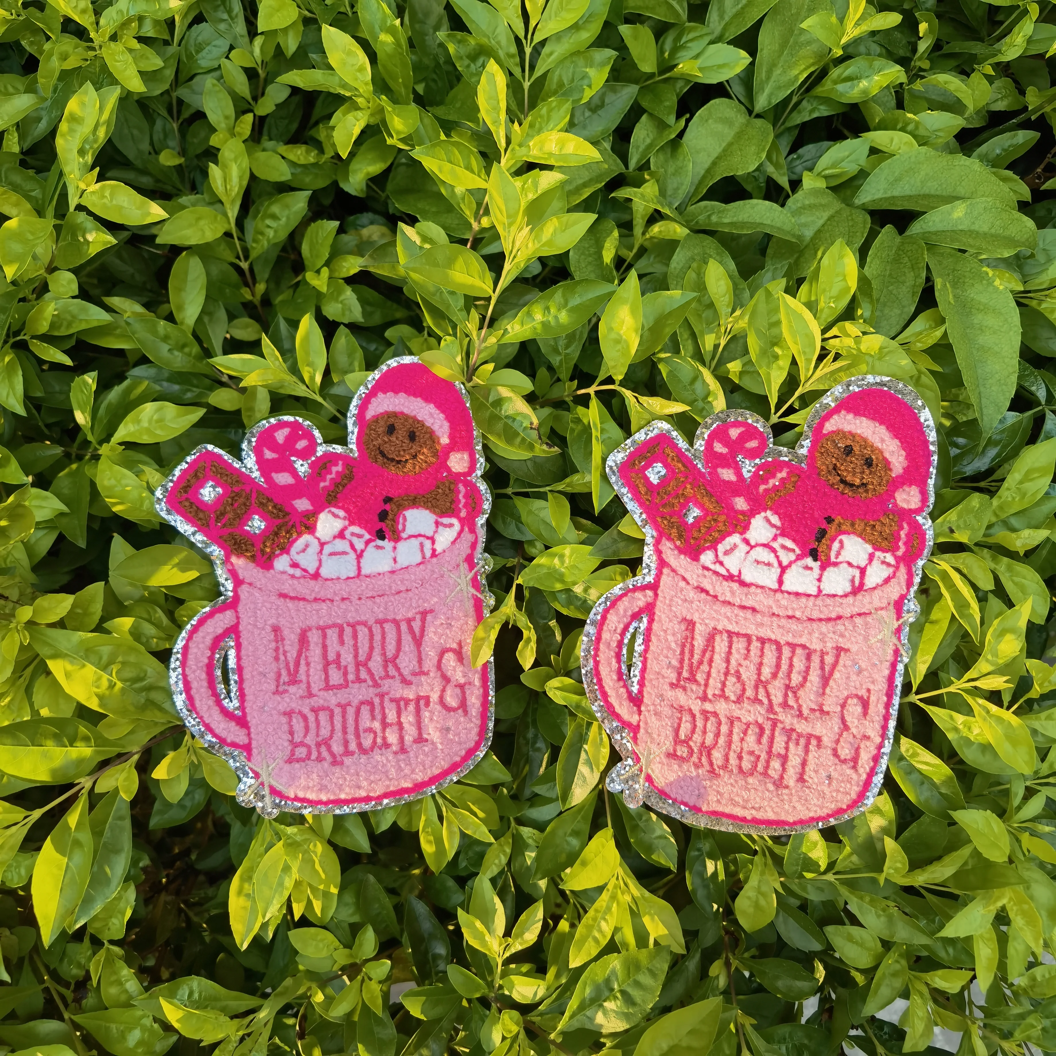 Wholesale Merry Bright Patch Towel Big Letter Patches Glitter Iron on ...