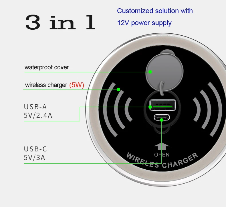 Furniture Embedded 3 In 1 Mobile Phone Charger For Recreational Vehicle ...