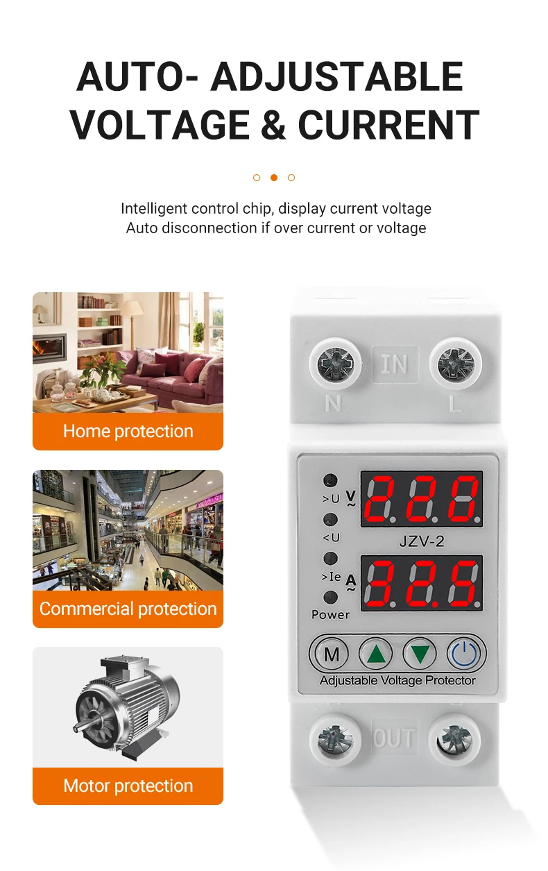 220V 50Hz 3 Phase Automatic Voltage Stabilizers Protector Adjustable ...