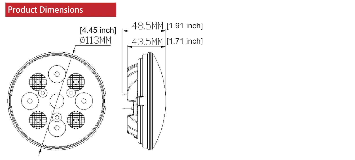 24w 4.5" Round Conversion Headlightspot Flood Trapezoid Beam ...