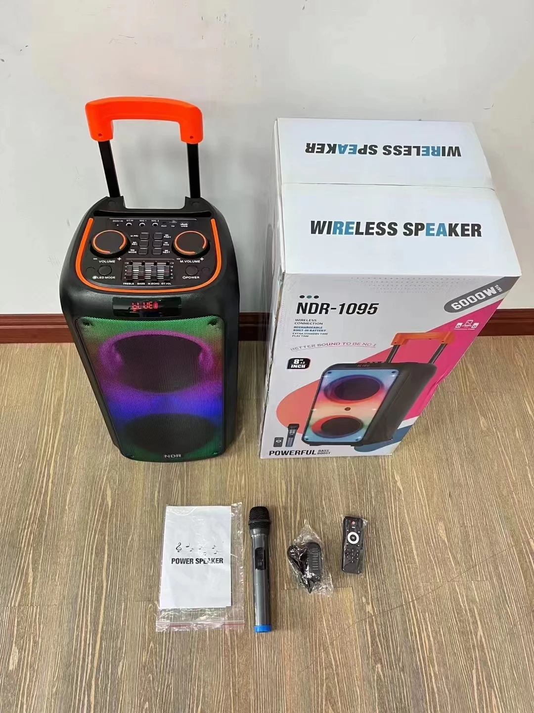 NDR-1095 Double 8 Inch Woofer Portable Wireless Karaoke Speaker