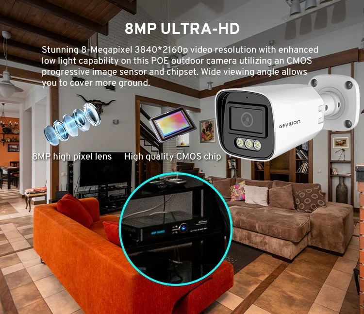 4k 8 Channel 8mp Security System Outdoor Two Way Audio Full Color Night ...