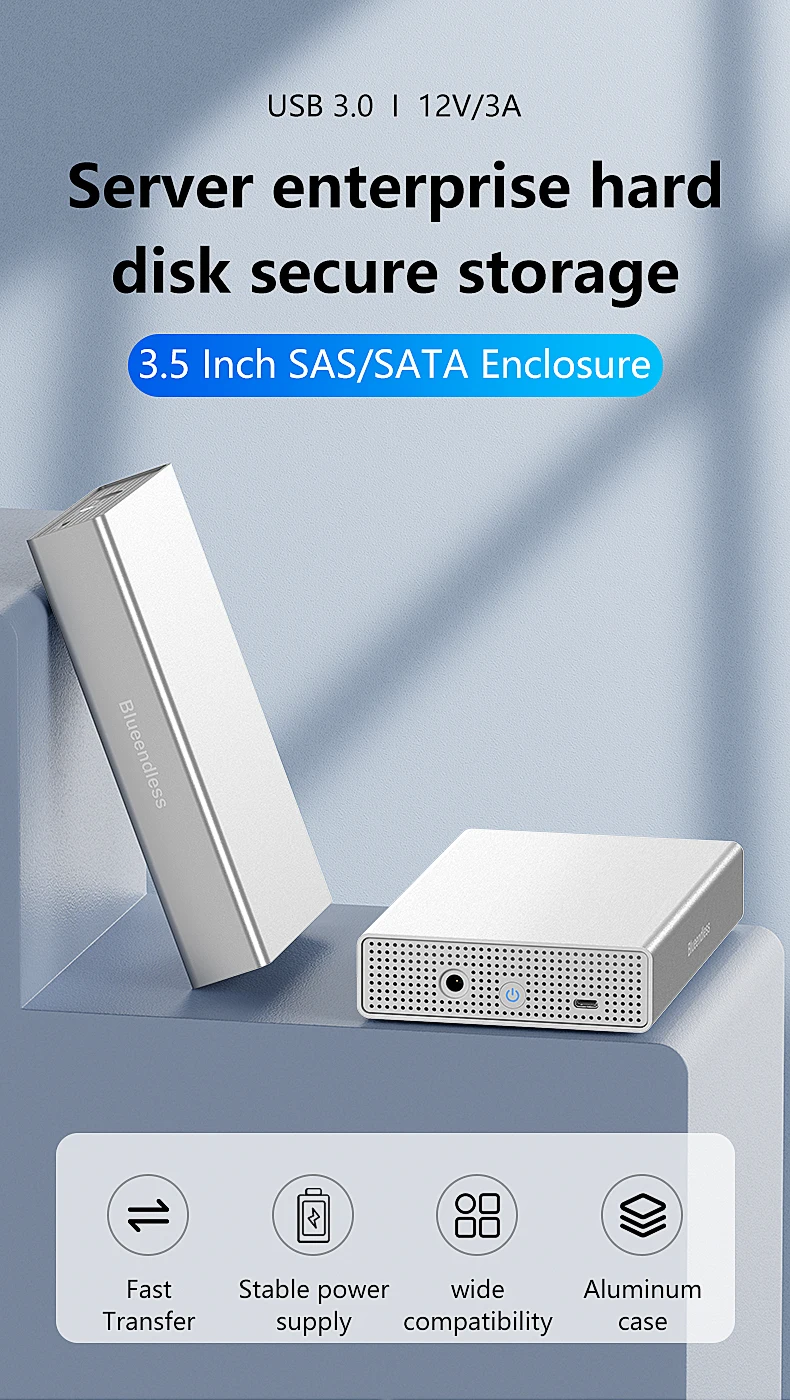 External 3.5" SAS SATA to USB 3.0 Type C HDD Enclosure - Max 20TB ...