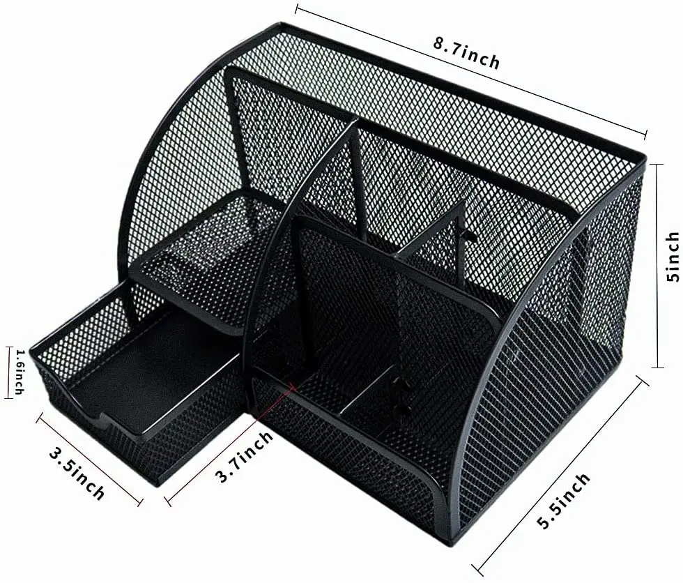 Mesh Desk Organizer Office Desktop Organizer With Drawer Metal ...