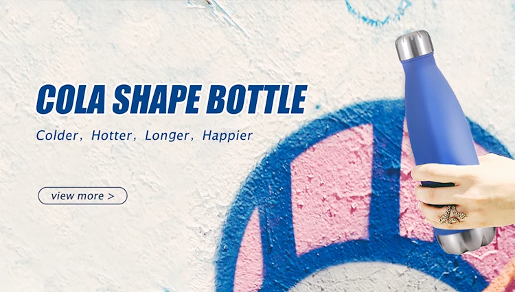 High Quality Custom Logo Double Wall Insulated Vacuum Flak Cola Shape ...