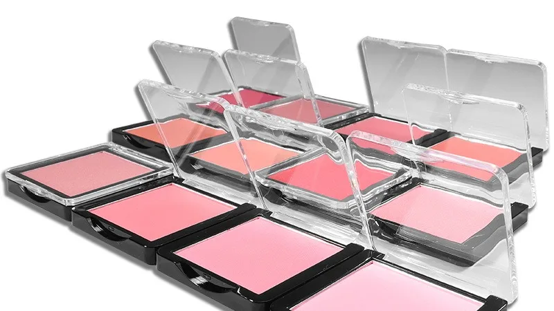 12 Color Black Square Transparent Blush Maquillaje Pressed Powder Make ...
