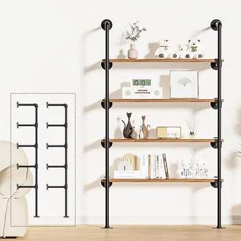 5-story Metal Wall Mounted Pipe Rack Industrial Diy Home Decoration ...