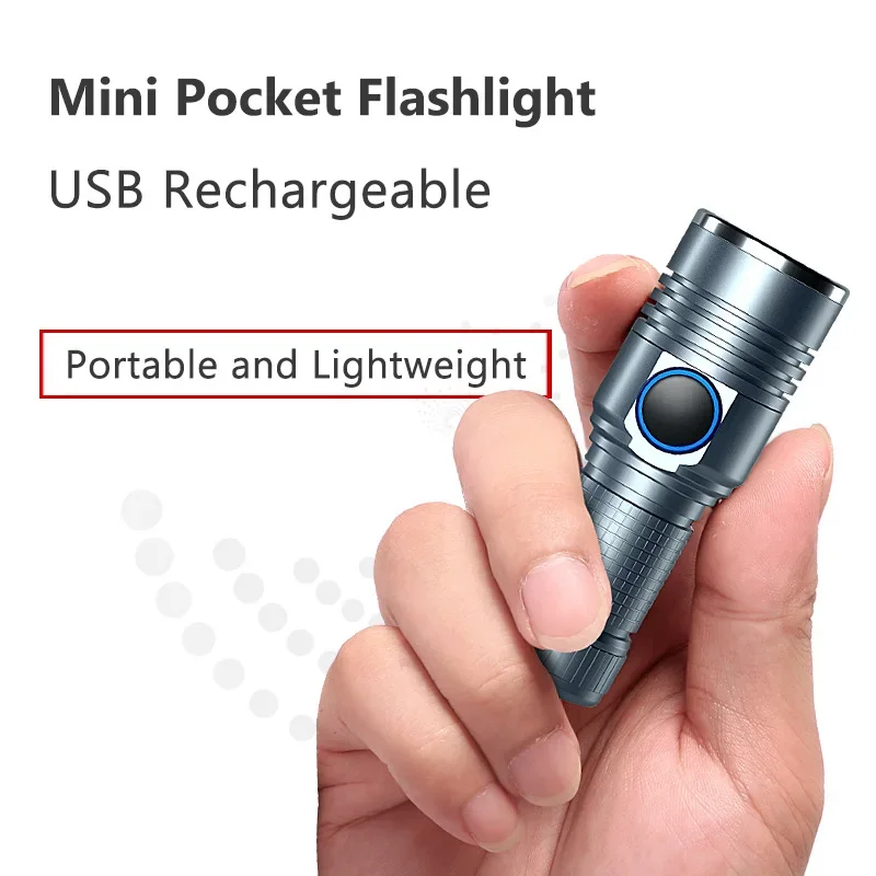 Mini LED Tactical Flashlight Rechargeable Flashlight T6 Super Bright ...