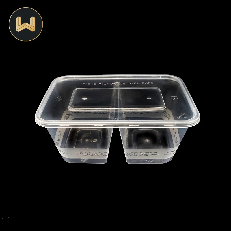 Wholesale 2 Compartment Plastic Takeout Container With Clear Lid Lunch ...