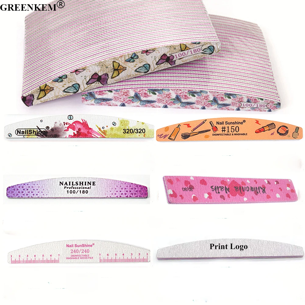 Professional Washable Print Nail File Custom Logo Waterproof 100/120 ...