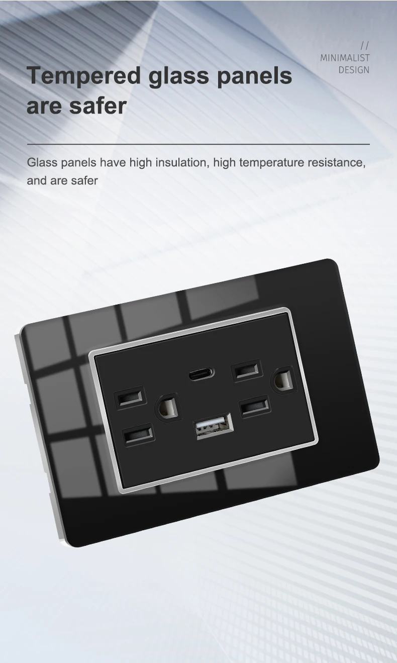 Black Acrylic Electrical Wall Switch Socket 118 Styles Button Universal ...