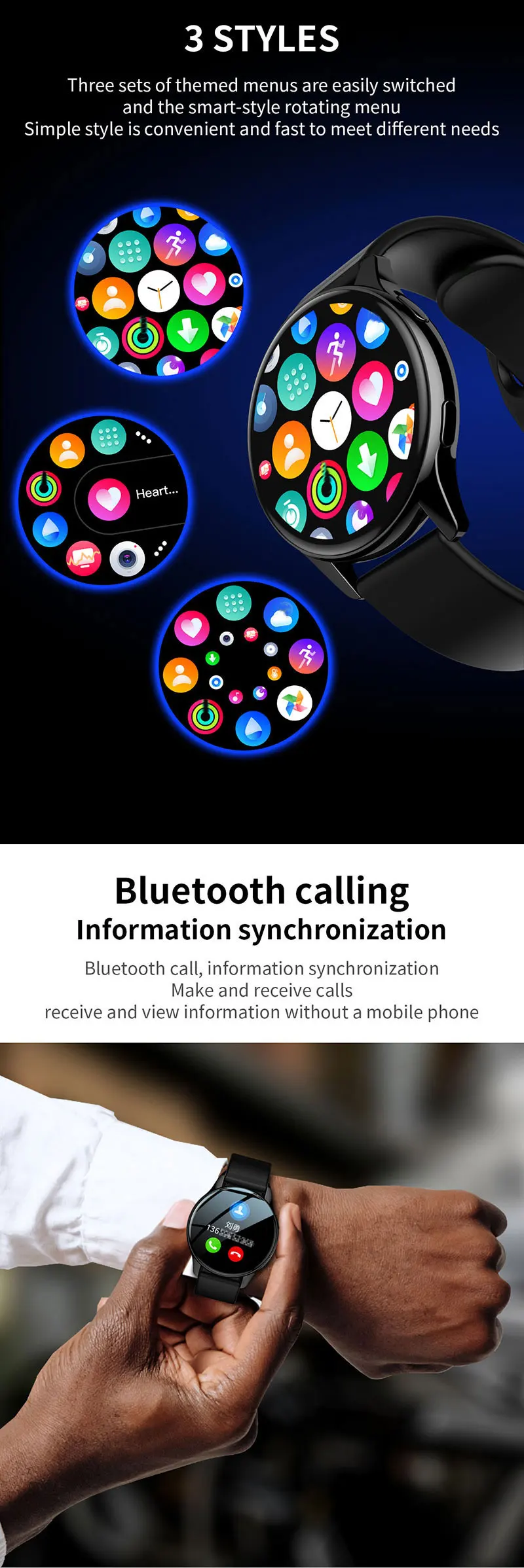 Silicone T2pro Smart Watch 360*360 Full Screen Touch Screen Wristband ...